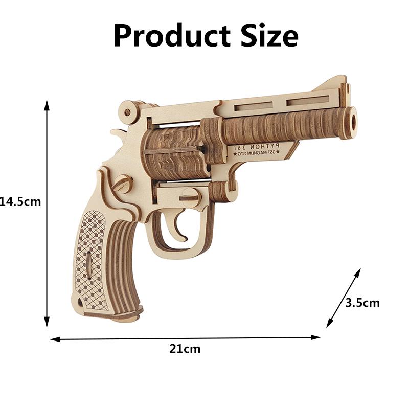 Buy 109Pcs/Set 3D Wooden Puzzle DIY Revolver Gun Model Toys Jigsaw ...