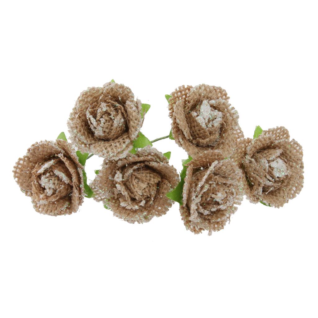 Buy 6pcs Hessian Burlap Flowers Rustic Bridal Wedding Craft DIY Making ...