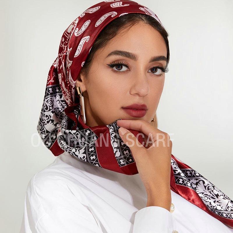 💰Kaufe Aomen Turban 90 * 90cm Satin Imitation Seide Schal zum besten ...