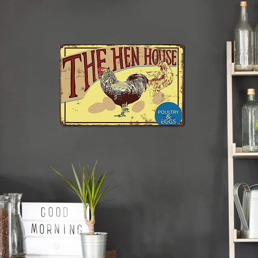 Vintage Hen House Retro Metal Plate Tin Sign Plaque for Bar Pub Club ...