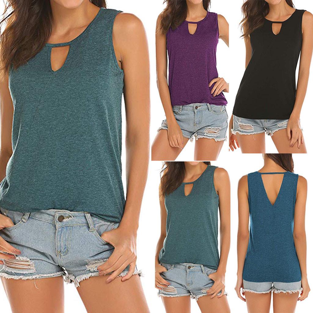 Buy Womens Backless Tank Tops Sleeveless Keyhole Blouse Sexy Summer ...