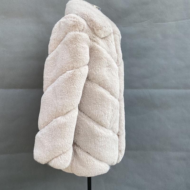 Cheap Winter Women Fashion Super Soft Faux Rabbit Fur Coat Female Turn ...