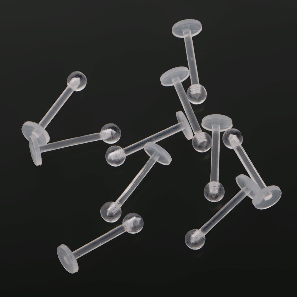 Buy 10pcs Clear Acylic Labret Cheek Piercing Tongue Barbell Retainer ...
