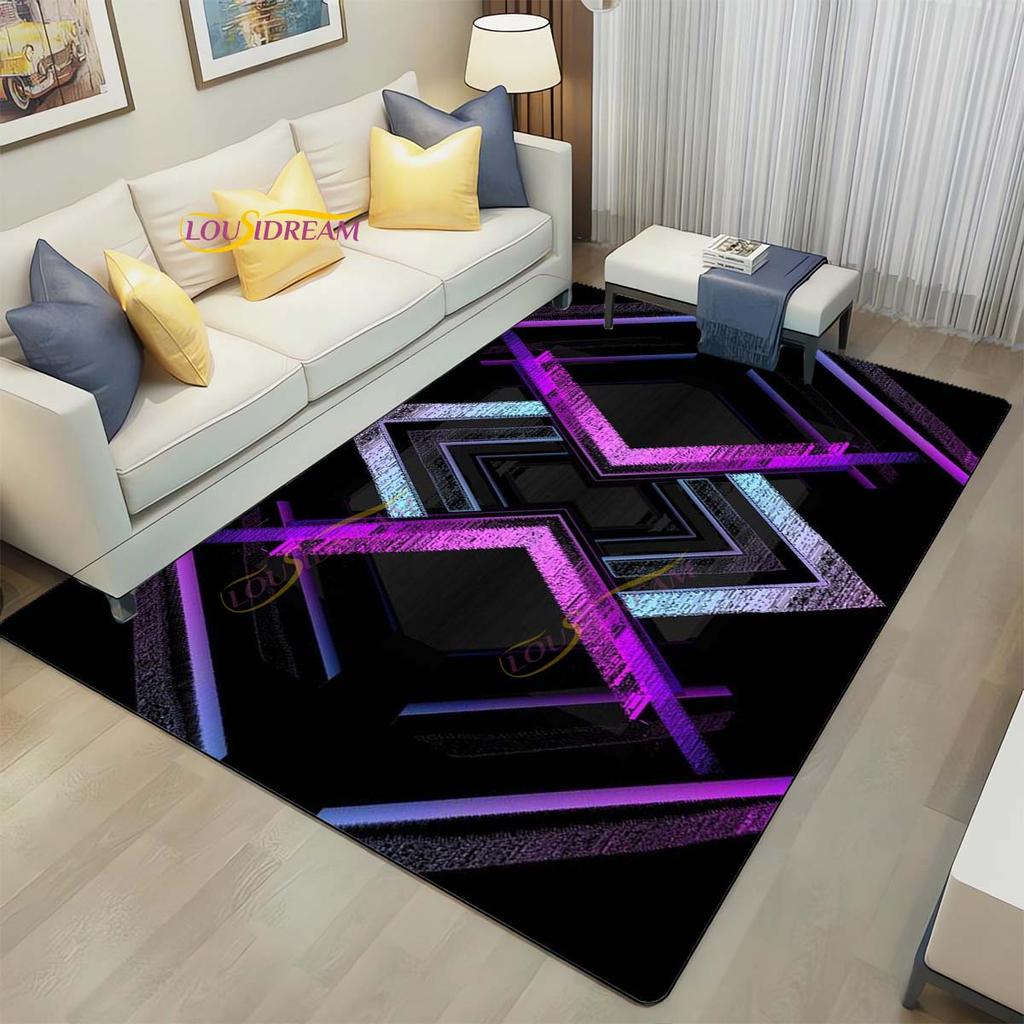Cheap Dark Neon Lights Rugs Geometric Mat Play Home Gaming Room Decor ...