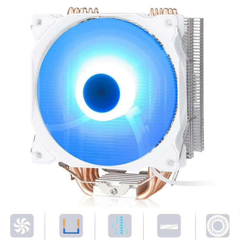 4 Pin 12V CPU LED Fan Computer Cooling 6 Heat-pipes CPU Cooler Heatsink ...