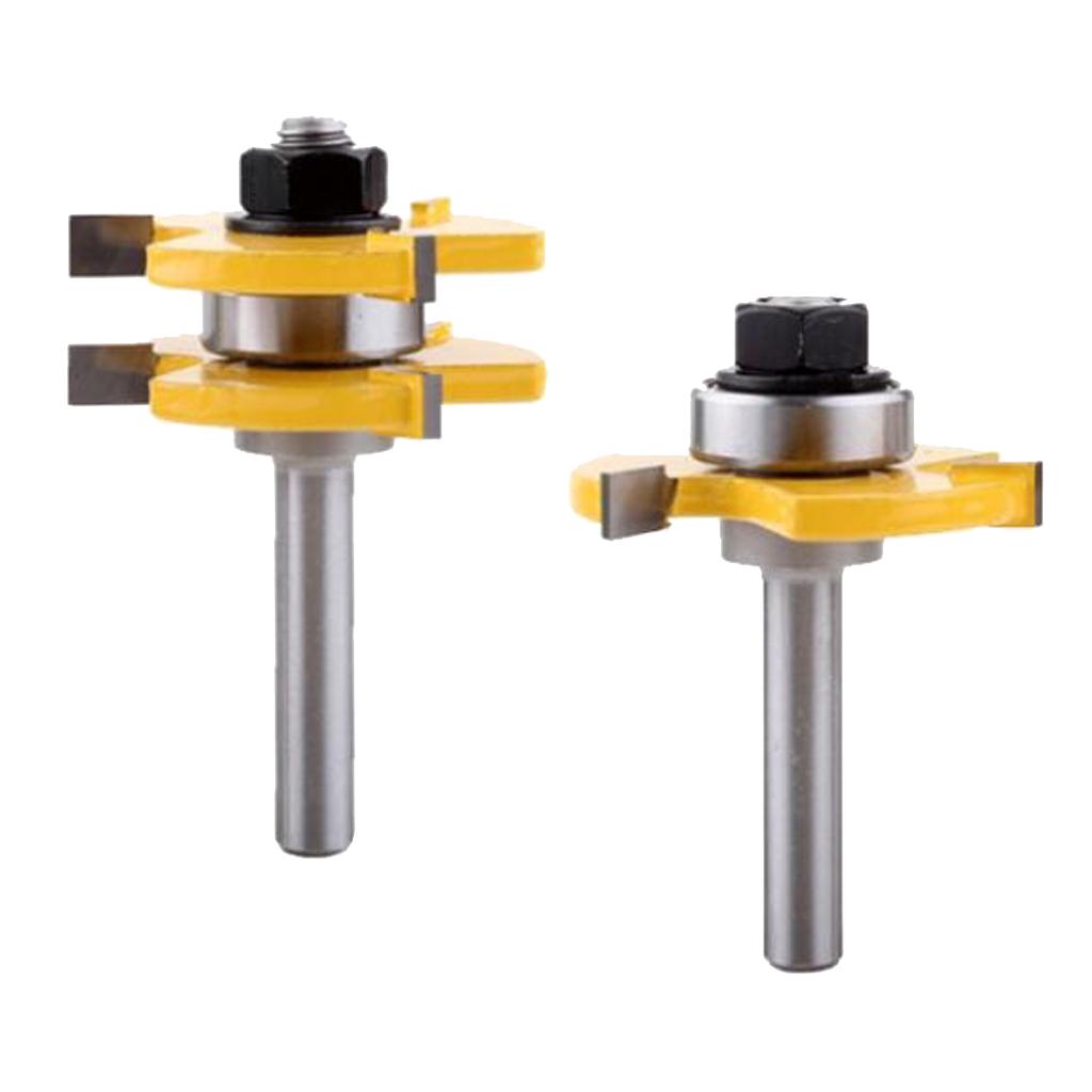 Buy 2 X 1/4'' Shank Tongue and Groove Router Bit Set T Shape Wood ...