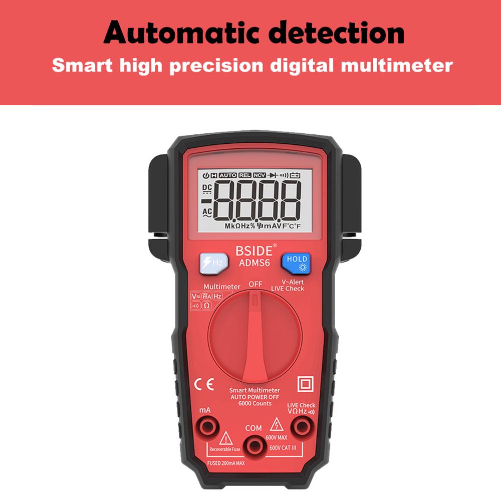 BSIDE Digital Multimeter 6000 Counts LCD Display True RMS Mini ...