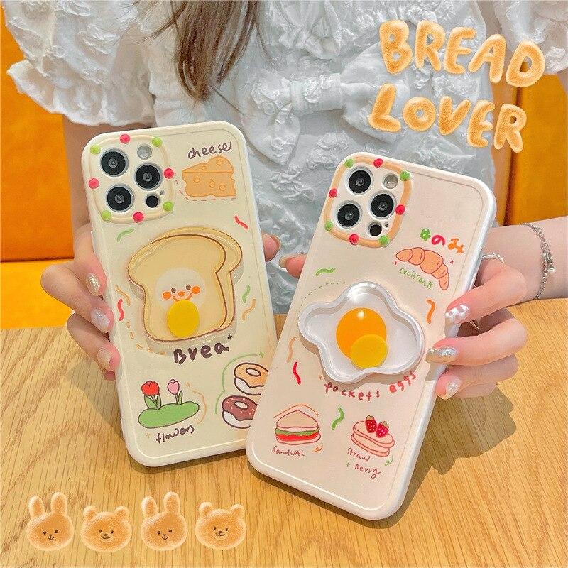 Buy Liquid Egg Yolk Retro Baking Toast Kawaii Phone Case for Apple ...