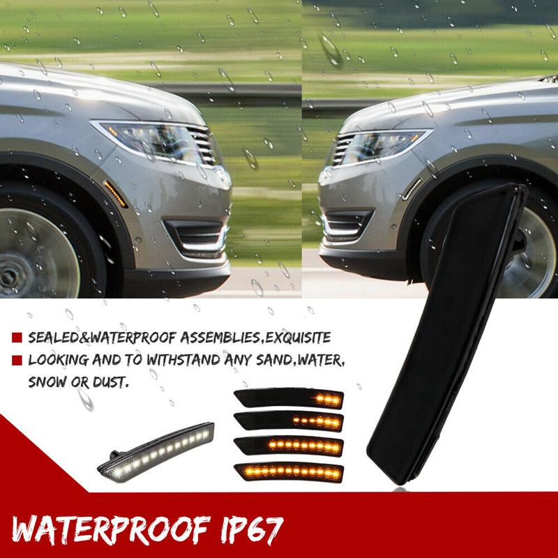 Buy LED White DRL Front Amber Side Marker Signal Lamp For 2016-2022 Lincoln Nautilus MKX at ...