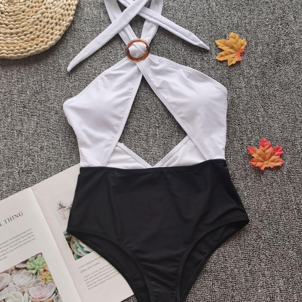 Buy 2020 New Sexy Patchwork Bikinis Hollow Out Women Swimwear One Piece ...