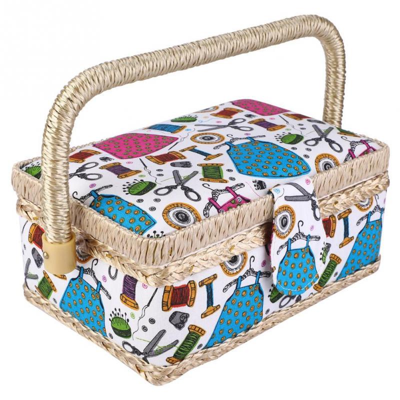 Cheap Household Fabric Craft Sewing Basket Thread Needle Storage Box ...