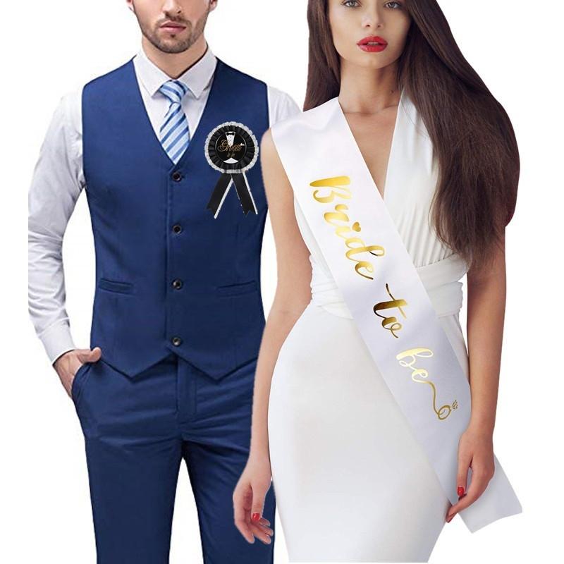 Buy 1 Set Engagement Husband and Wife Decoration Bride To Be Sash Groom ...