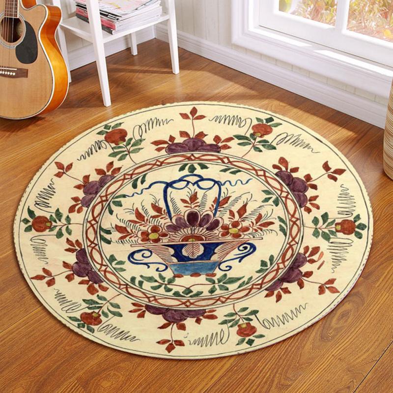 Cheap Carpets Living Room Hall Printed Round Non-Slip Floor Mat ...