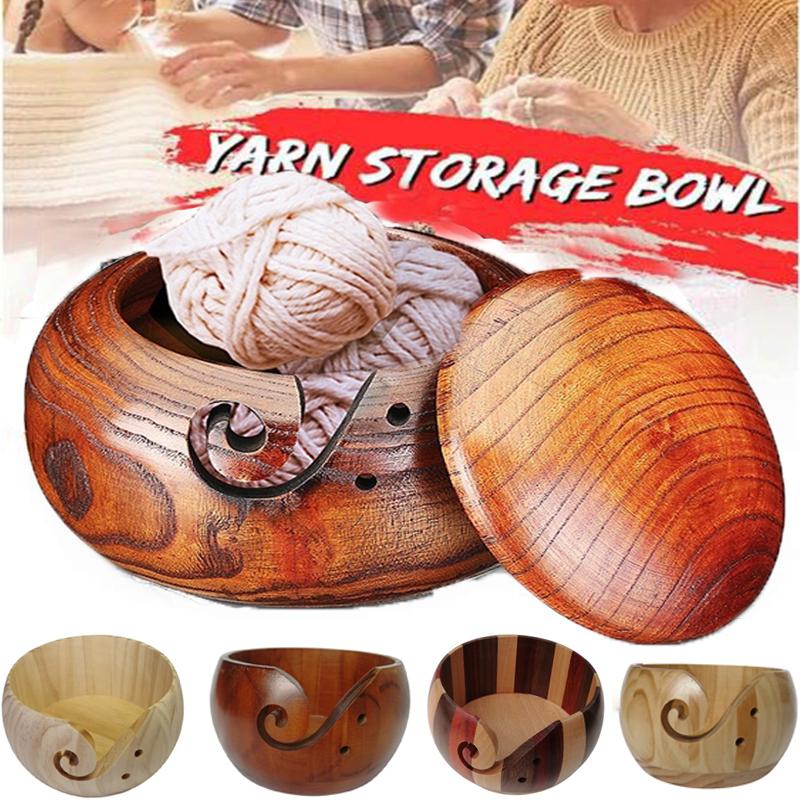 Buy Wooden Yarn Bowl Hand Made Wool Organizer Knitting And Crochet Yarn ...