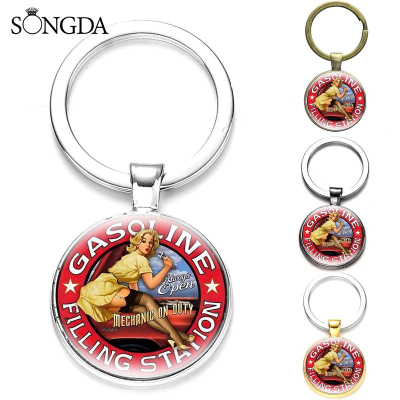 Buy Sexy Girl Knucklehead Motorcycles RT66 Keychain Art Photo Glass ...