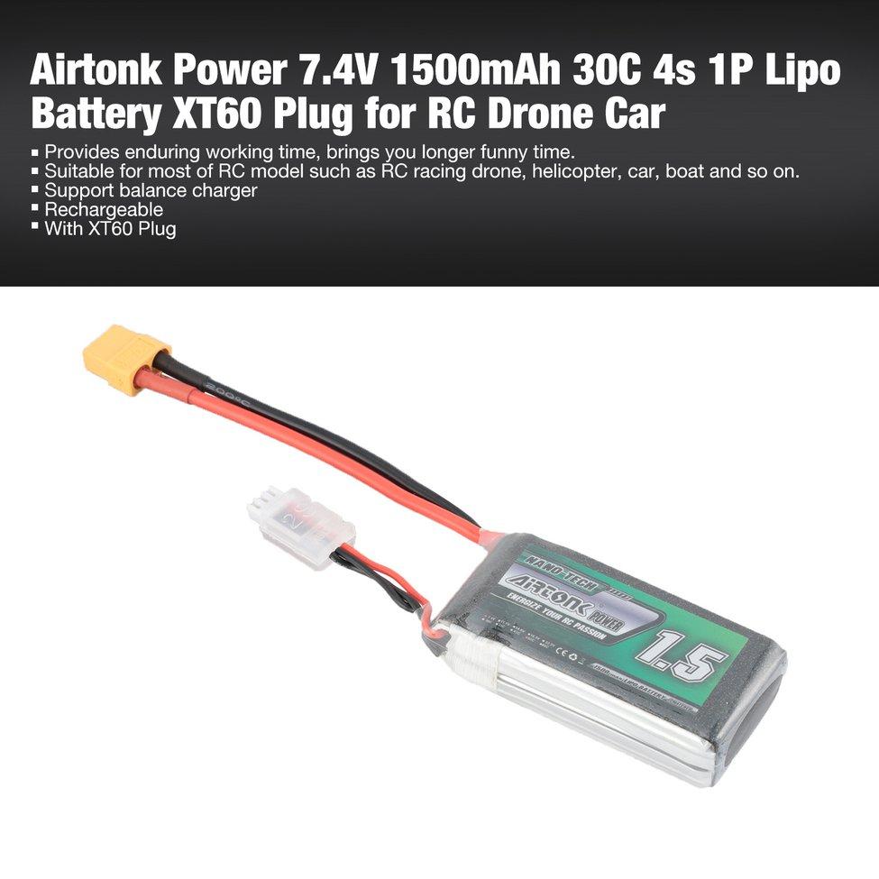 Buy Your Time Zones Airtonk Power 7.4V 1500mAh 30C 4s 1P Lipo Battery XT60 Plug for RC Drone Car ...