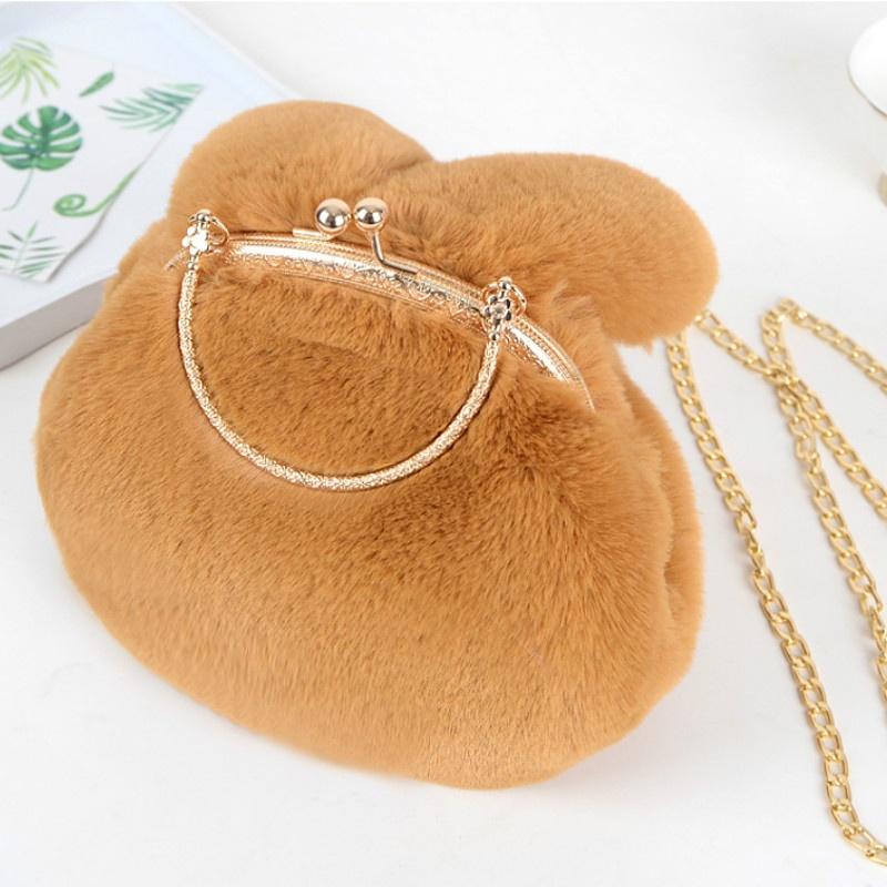 Buy Women Girls Faux Fur Handbag Tote Shoulder Bag Fluffy Furry Bunny ...