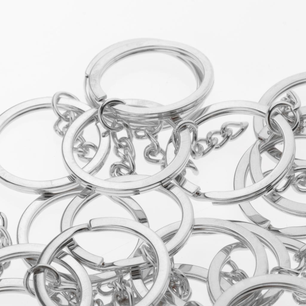 Key Rings Chains Split Hoop Holder Loop DIY Accessory 30mm Silver uygun ...