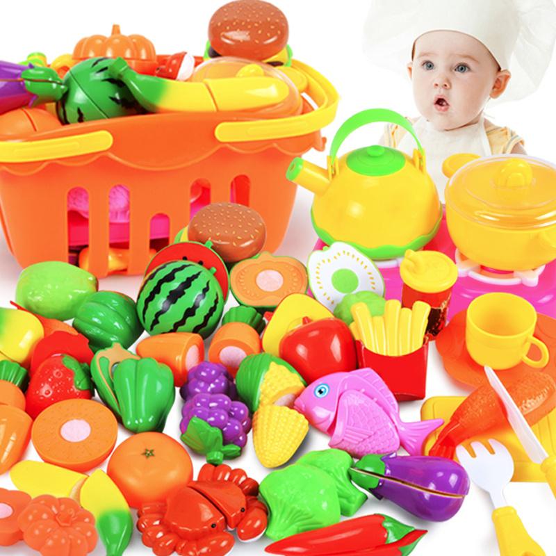 Buy 6pcs Toy Fruit Vegetable Reusable Role Play Food Cutting Set Food ...