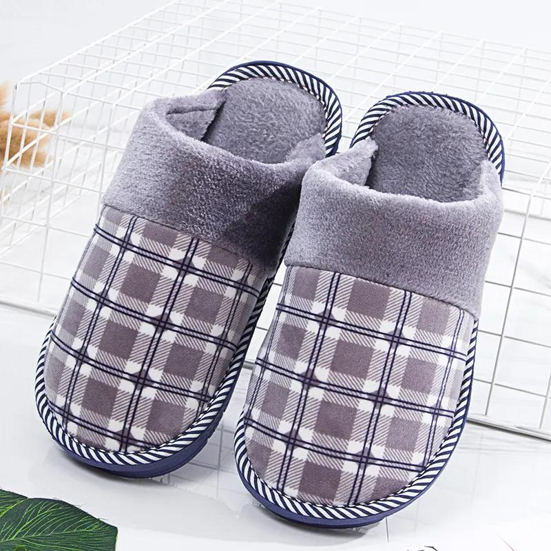 Buy Men shoes winter Slippers Suede Gingham Plush Velvet Indoor shoes ...