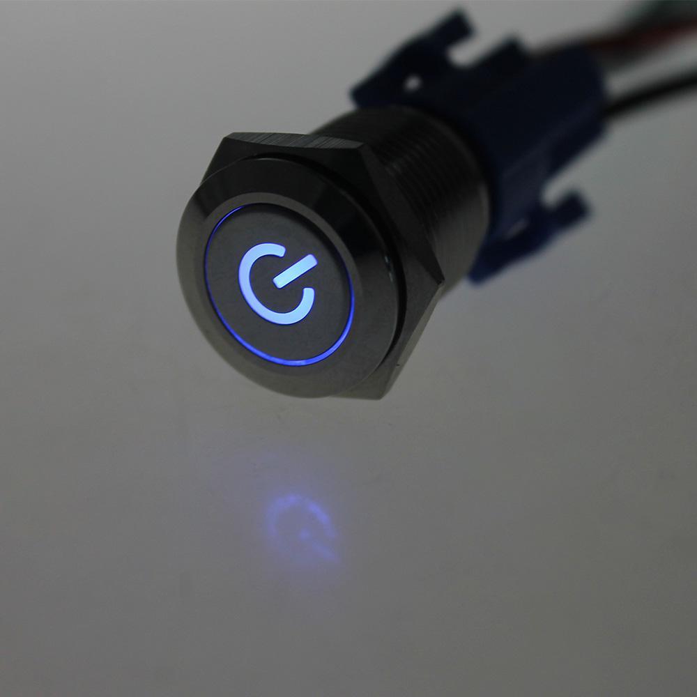 16mm 12V Car Blue LED Metal Push Button Toggle Switch Socket Plug For ...