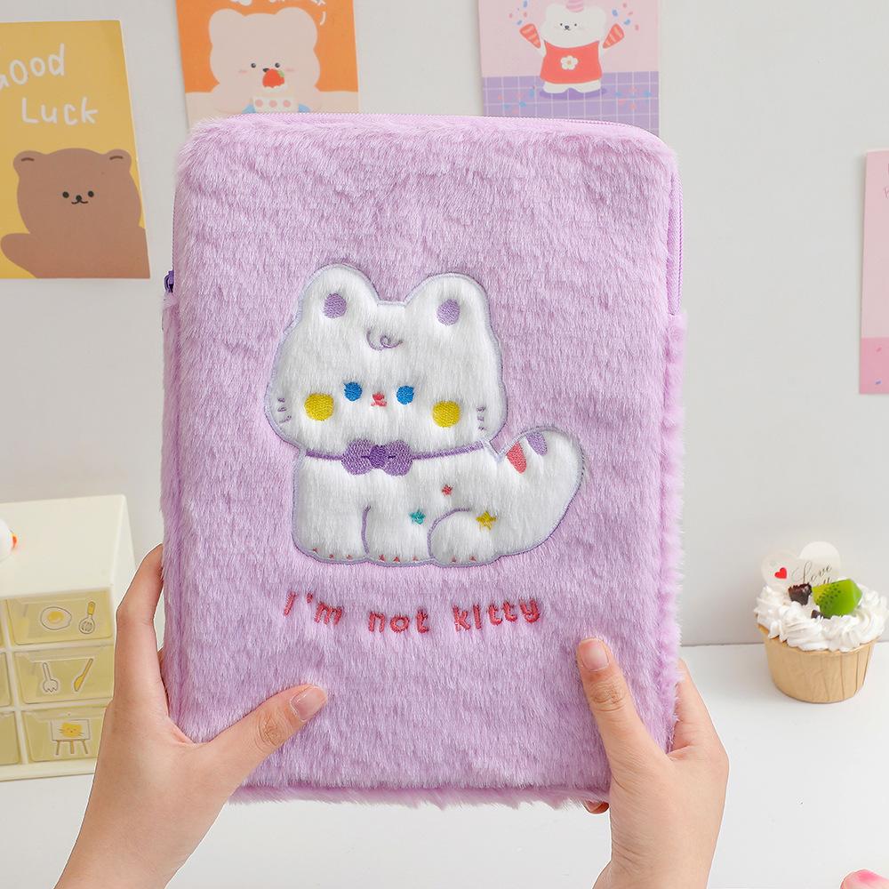 Buy Cute Soft Cute Cat Plush Ipad Tablet Storage Bag Student 10.9 Inch ...