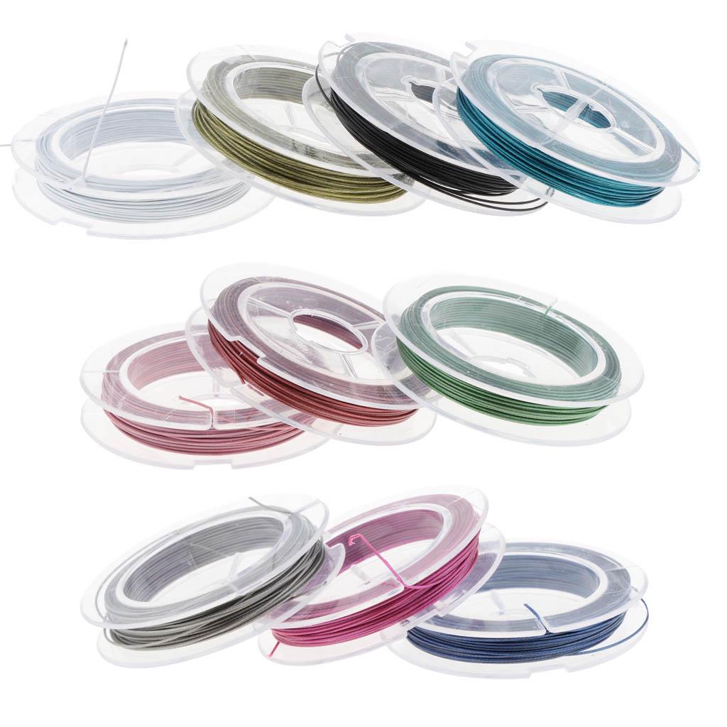10 Roll 0.45 mm Assorted Color Steel Beading Wire Necklace Bracelet ...
