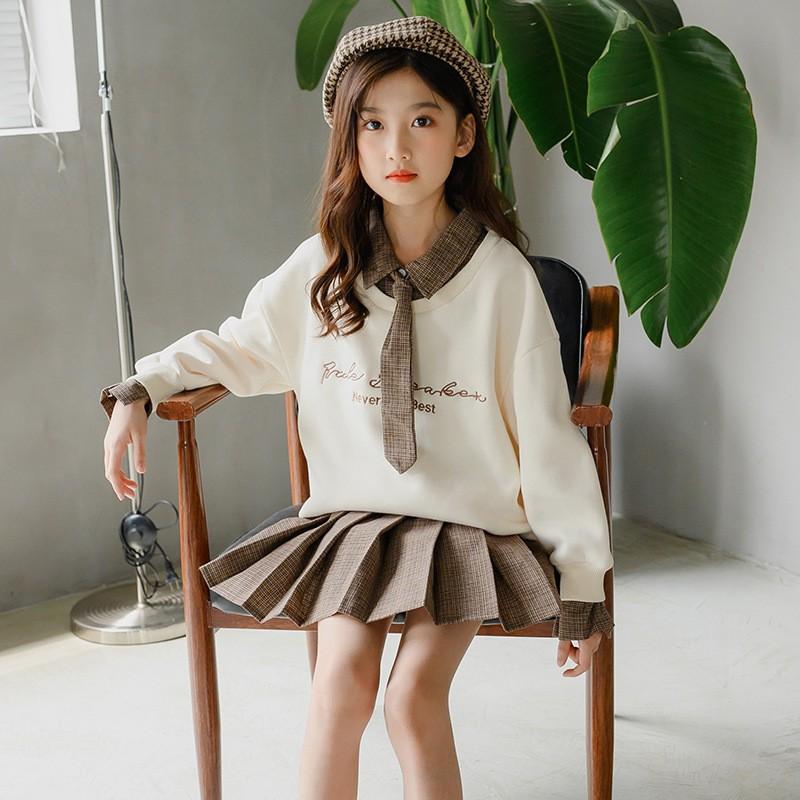 Buy Girls School Clothes Kids Spring Long Sleeve Skirts Suits Winter ...
