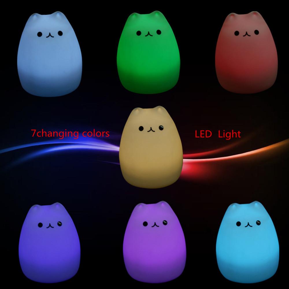 Buy USB Silicone Cat LED Children Animal Night Light Soft Cartoon Baby ...