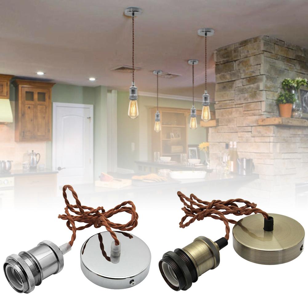 Buy Vintage Ceiling Rose E27 Pendant Light Fabric Flex Lamp Holder ...