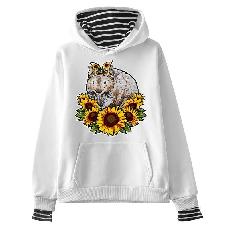 Wombat Sunflower Women Pullover Leisure Oversize Tee Creativity Retro ...