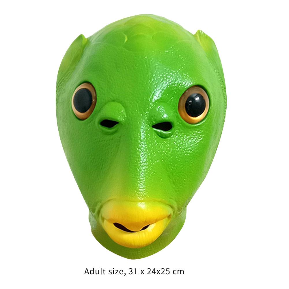 Buy Unisex Adult Green Fish Head Mask Headgear Enamel Funny Cosplay ...