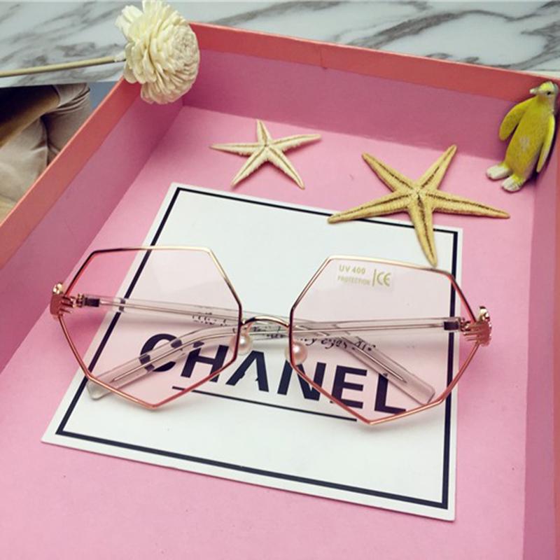 Buy Polygon Eyeglasses Palm Shape Glasses Vintage Hexagon Metal Frame ...