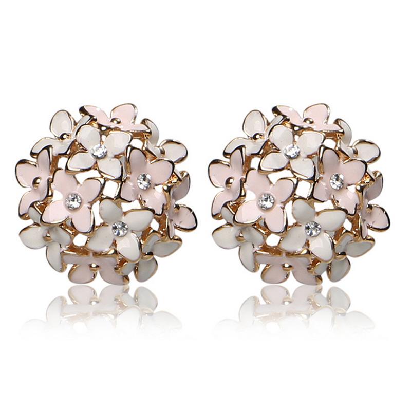 Four Leaf Clover Flower Ear Studs Rhinestone Inlaid Allergy-Free ...