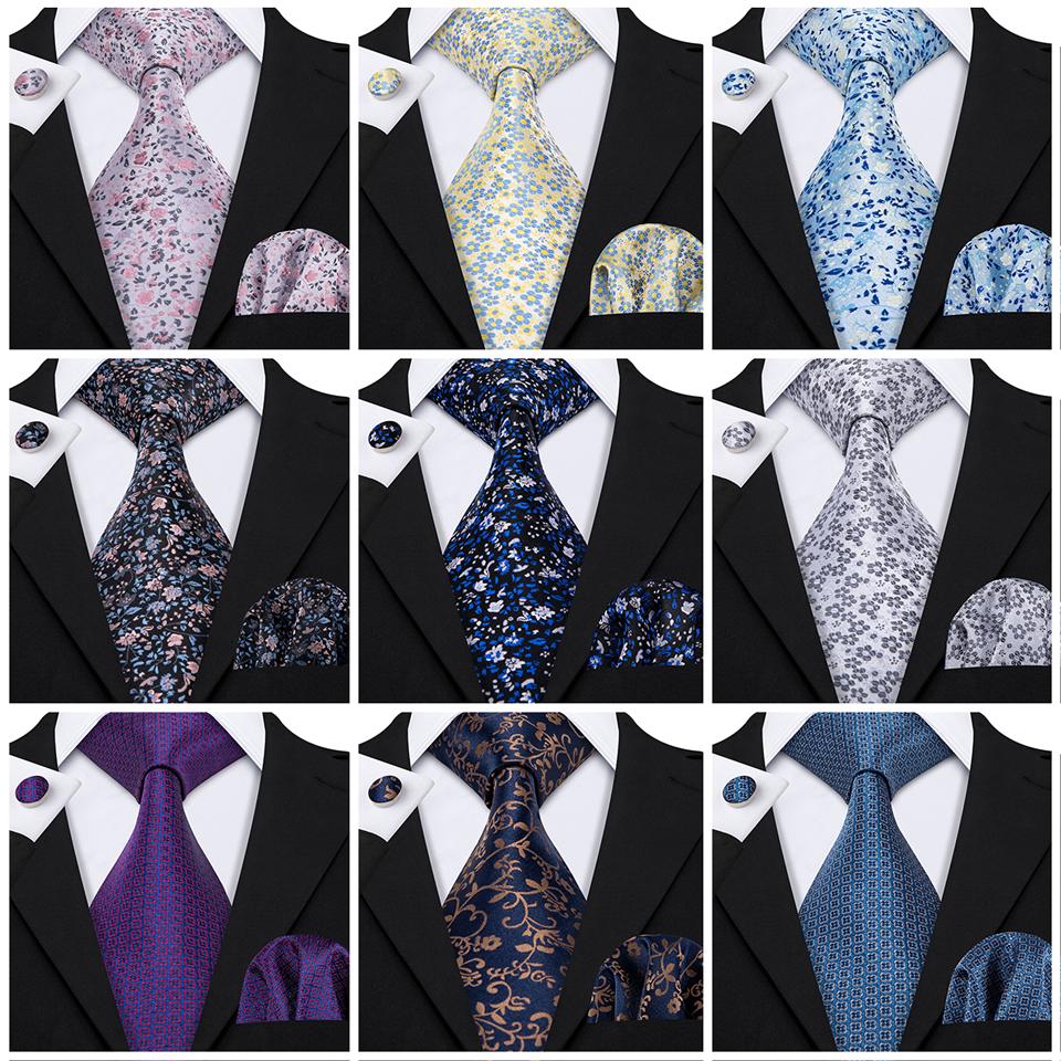 Corbata de seda floral clásica para hombres corbata Hanky gemelos ...