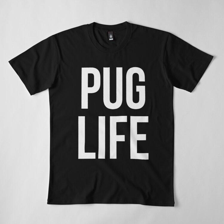 Buy Men Premium Cotton Harajuku T-Shirt PUG LIFE Print Tees Funny Style ...