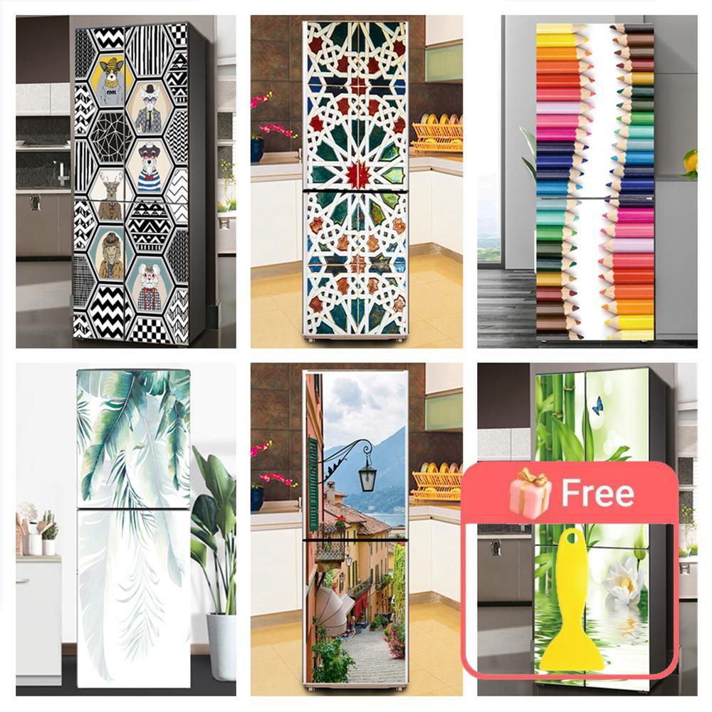 Buy Kaleidoscope Refrigerator Sticker Door Cover Fridge Decoration ...