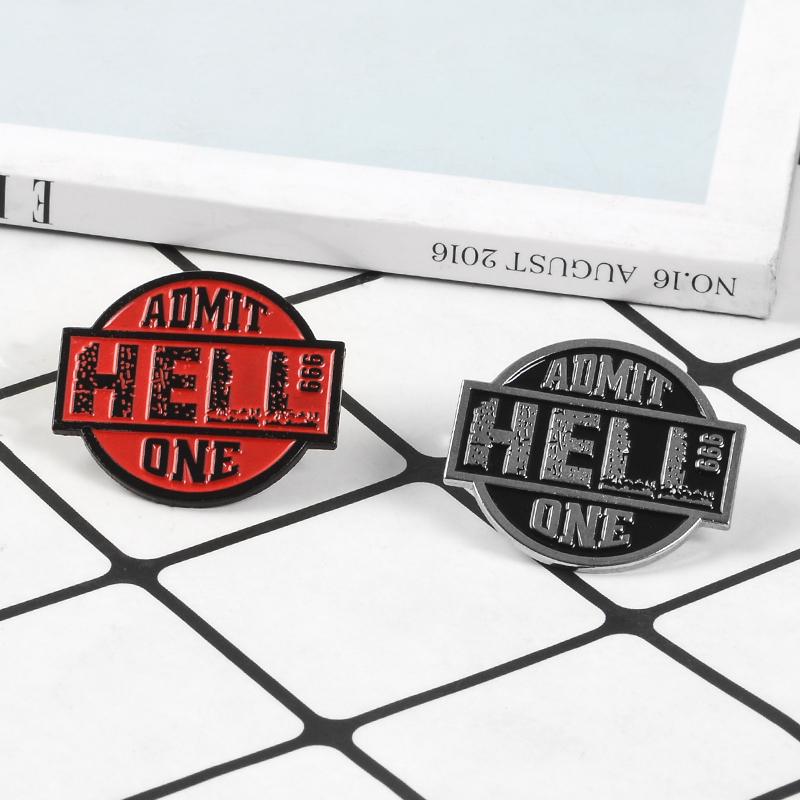 Buy HELL ADMIT Buttons Enamel Black Red Lapel Pin Denim Shirt Legal ...