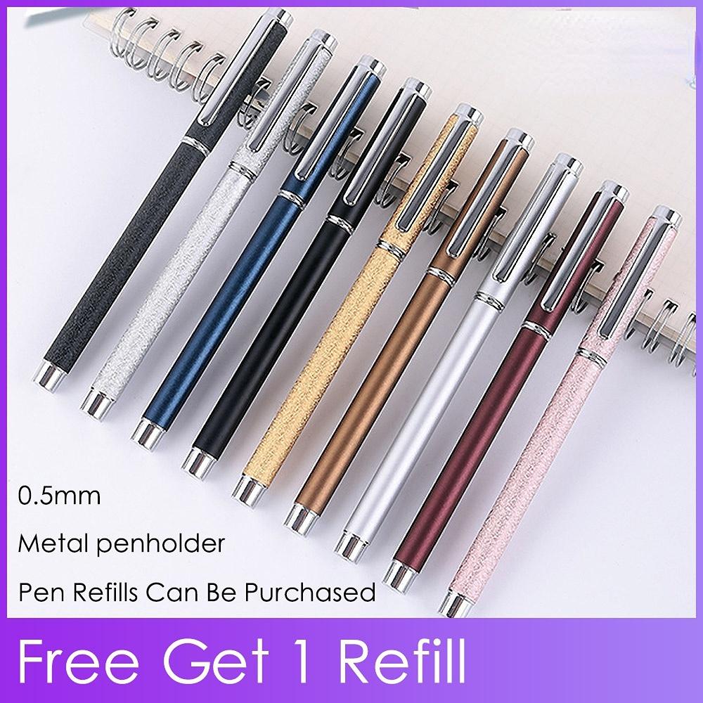 Buy 1 Pcs Metal Chrome Ballpoint Pen, 0.5mm Medium Black Ink Rollerball ...