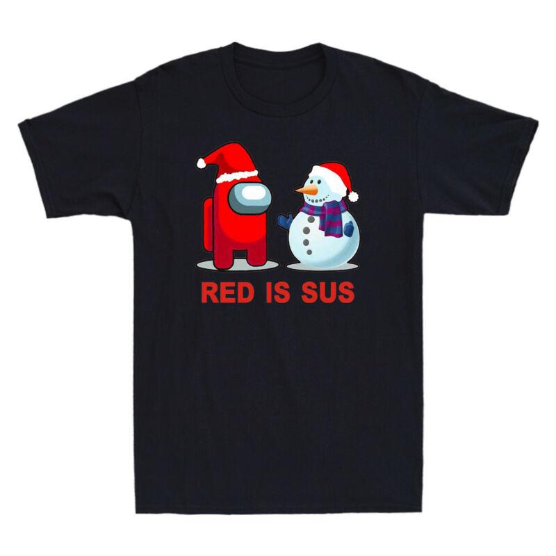 Buy Game Red Is Sus Funny Snowman Novelty Gamer Print Shirt Clothes T ...