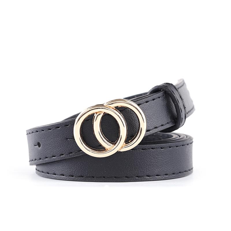 Buy Thin Belt Wild Fashion Casual Double Round Buckle Small Belt Female ...