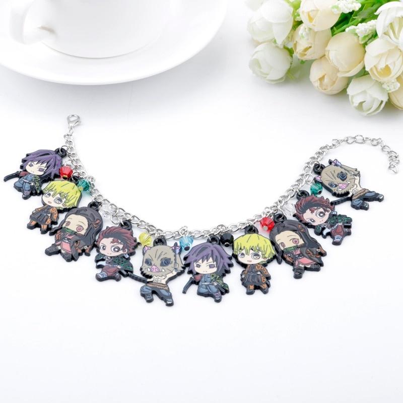 Buy Cartoon Anime Demon Slayer Charm Bracelet Kamado Tanjirou Metal ...