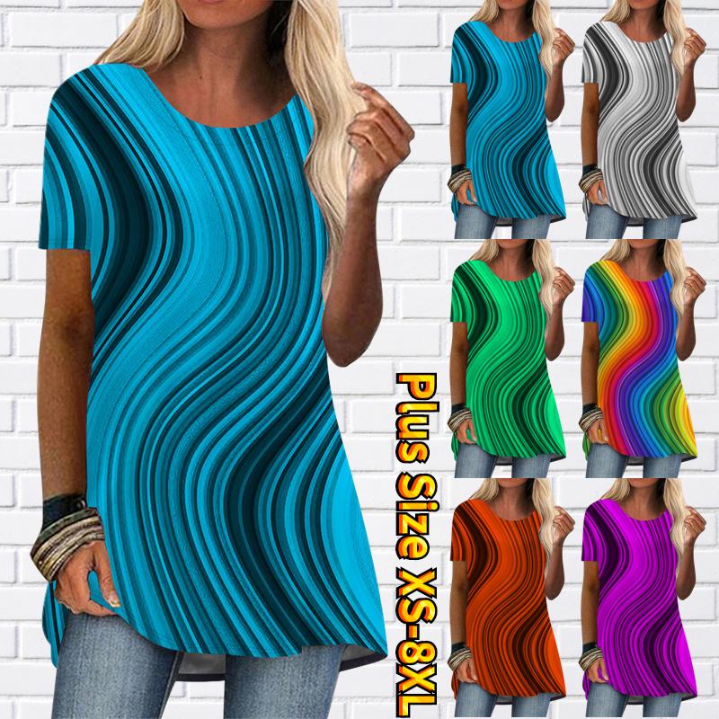 💰Köp billigt online Plus Size Women Spring Color Ripple Printed Comfy ...