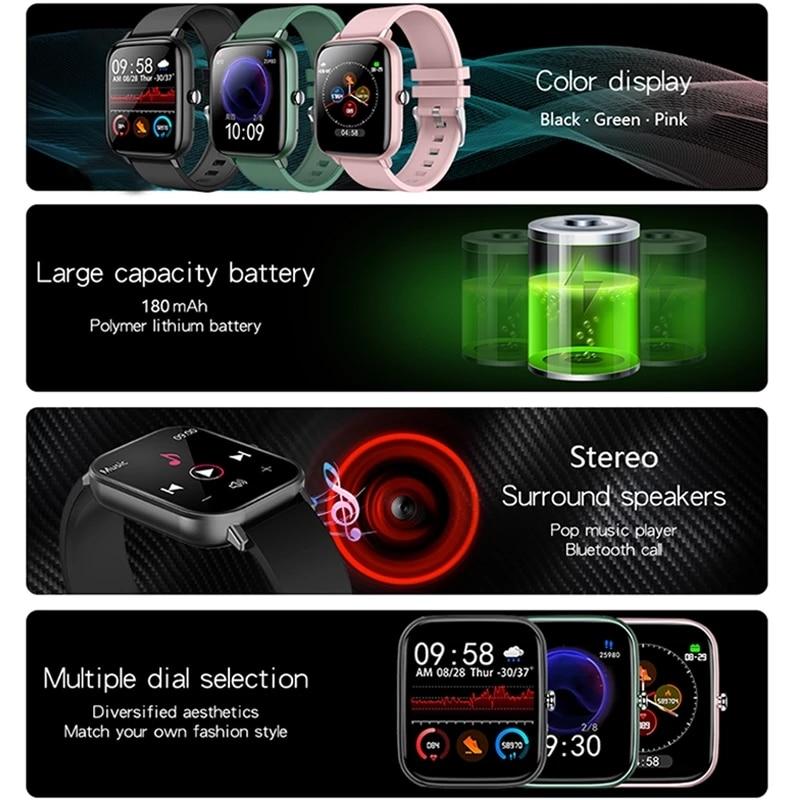 Akıllı Saat Erkekler Kadınlar Tam Dokunmatik Kan Basıncı Monitörü ...