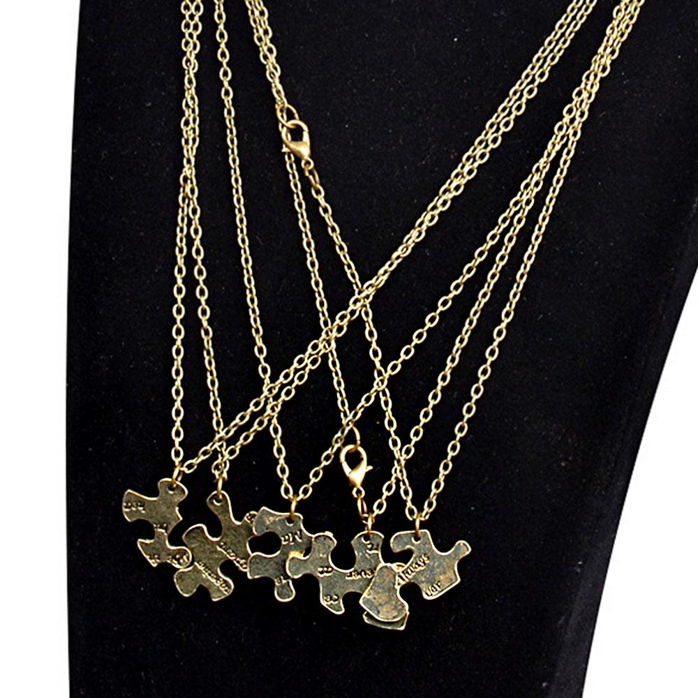 Buy 5pcs/1 Set Interlocking Jigsaw Puzzle Pendant Necklace Best ...