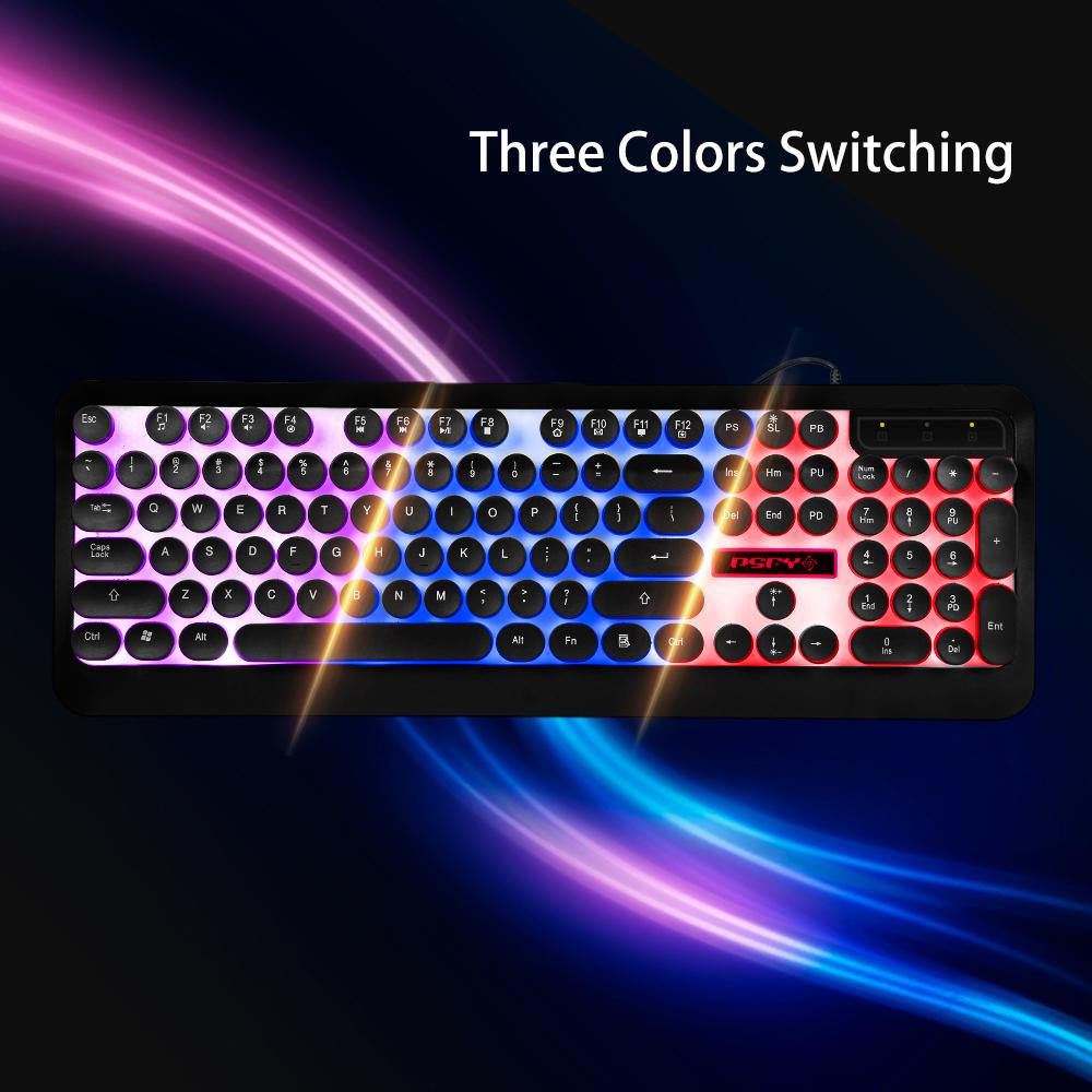 Buy USB Wired Gaming Keyboard Steampunk Keyboard Backlit Retro Round ...
