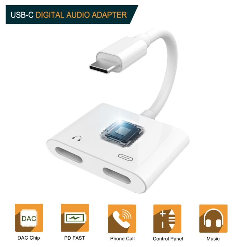 Buy Dual Type-C Adapter Digital Music Audio Converter Connector For ...
