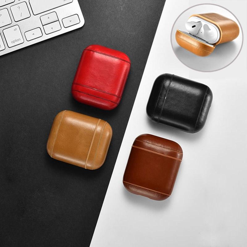 Buy Genuine Leather Headset Case Protect Bag Cover for AirPods Charging ...