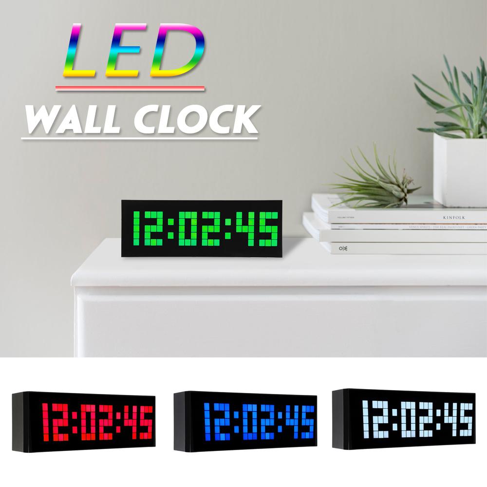 Digital Electronic LED Wall Clock Adjustable Light Luminous Calendar ...