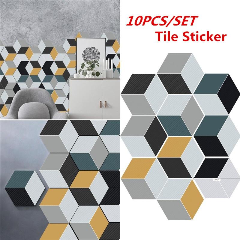 Buy Hexagon Wall Tile Stickers DIY Art Wall Decor Stickers 3D Home ...